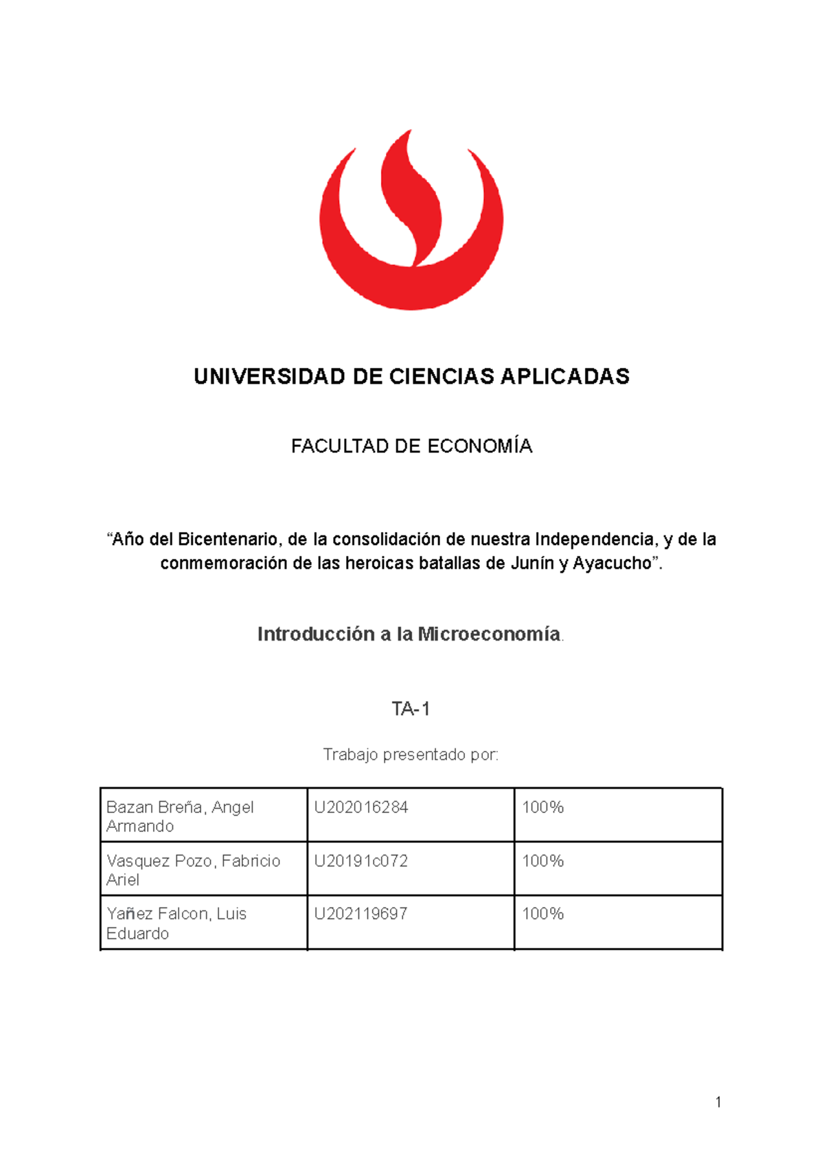 Intro Micro - TA1 - Practic calificada 2024 1 - UNIVERSIDAD DE CIENCIAS ...