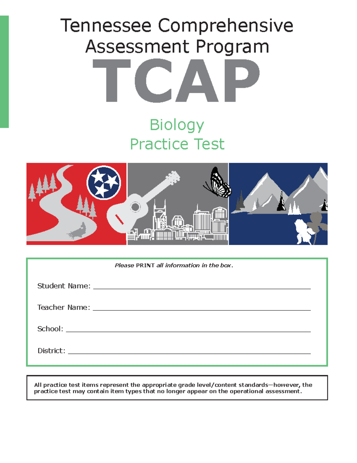 Bio Practice Test TCAP - No Answer Key - Studocu