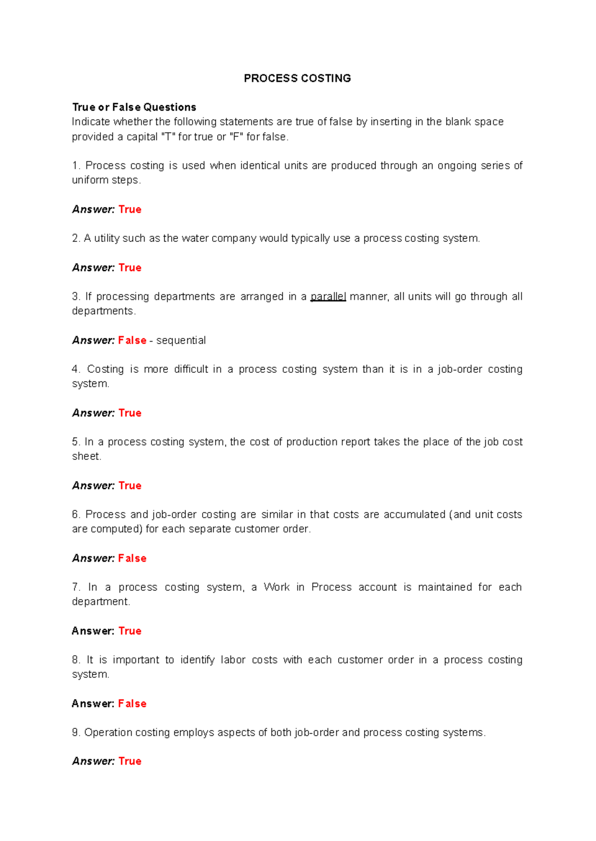 Group 3 Process Costing End Chapter Activities & Exercises - Studocu