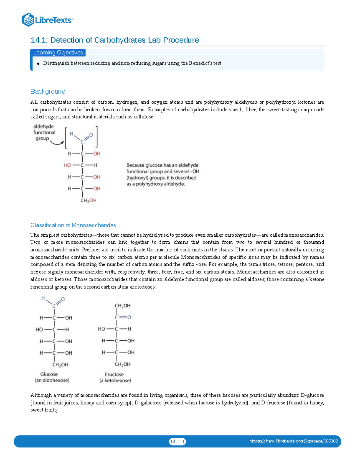 14.1: Lab Procedure for Detecting Carbohydrates and Reducing Sugars ...