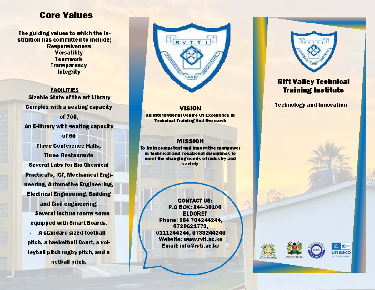 Brochure 2025: Core Values & Facilities Overview - RVTTI - Studocu