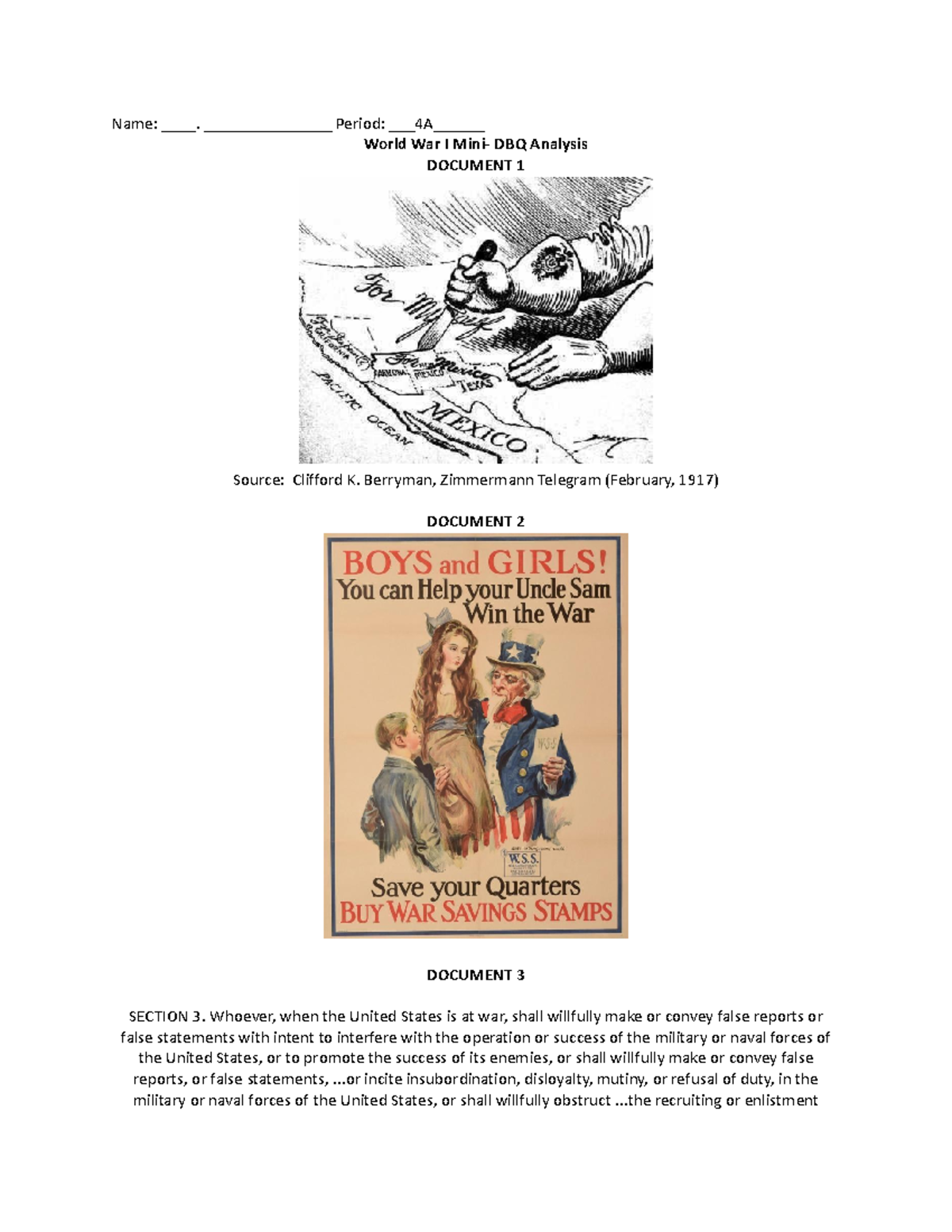 HIPP Analysis of WWI Impact on the U.S. - APUSH Document Guide - Studocu