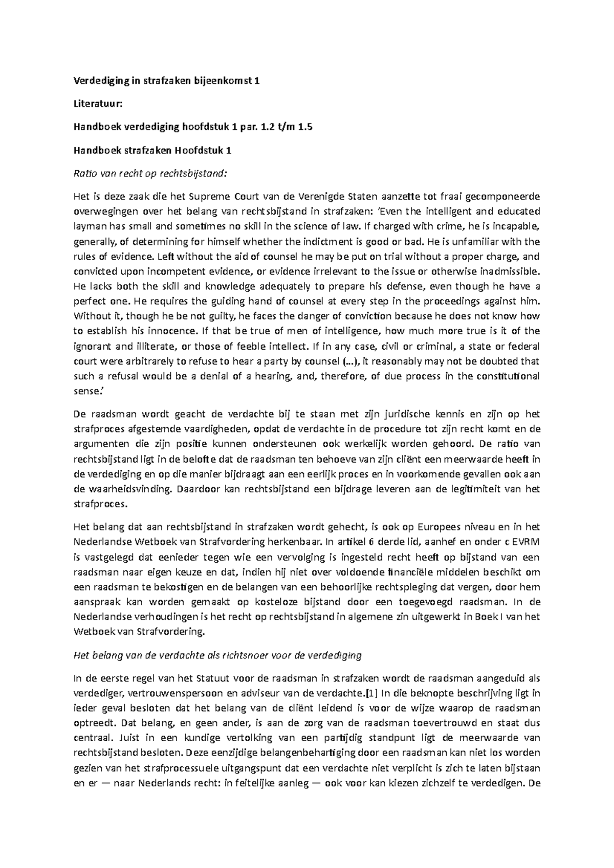 Verdediging in Strafzaken Bijeenkomst 1 - Rechtsbijstand en ...