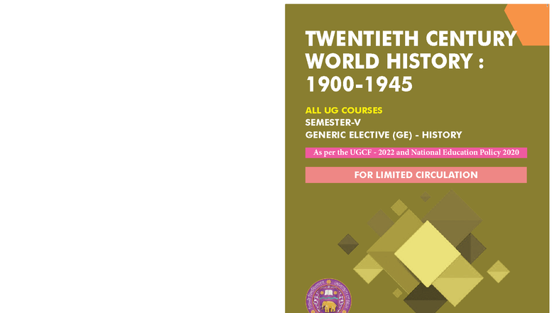 GE - Twentieth Century World History: Key Concepts 1900-1945 - Studocu