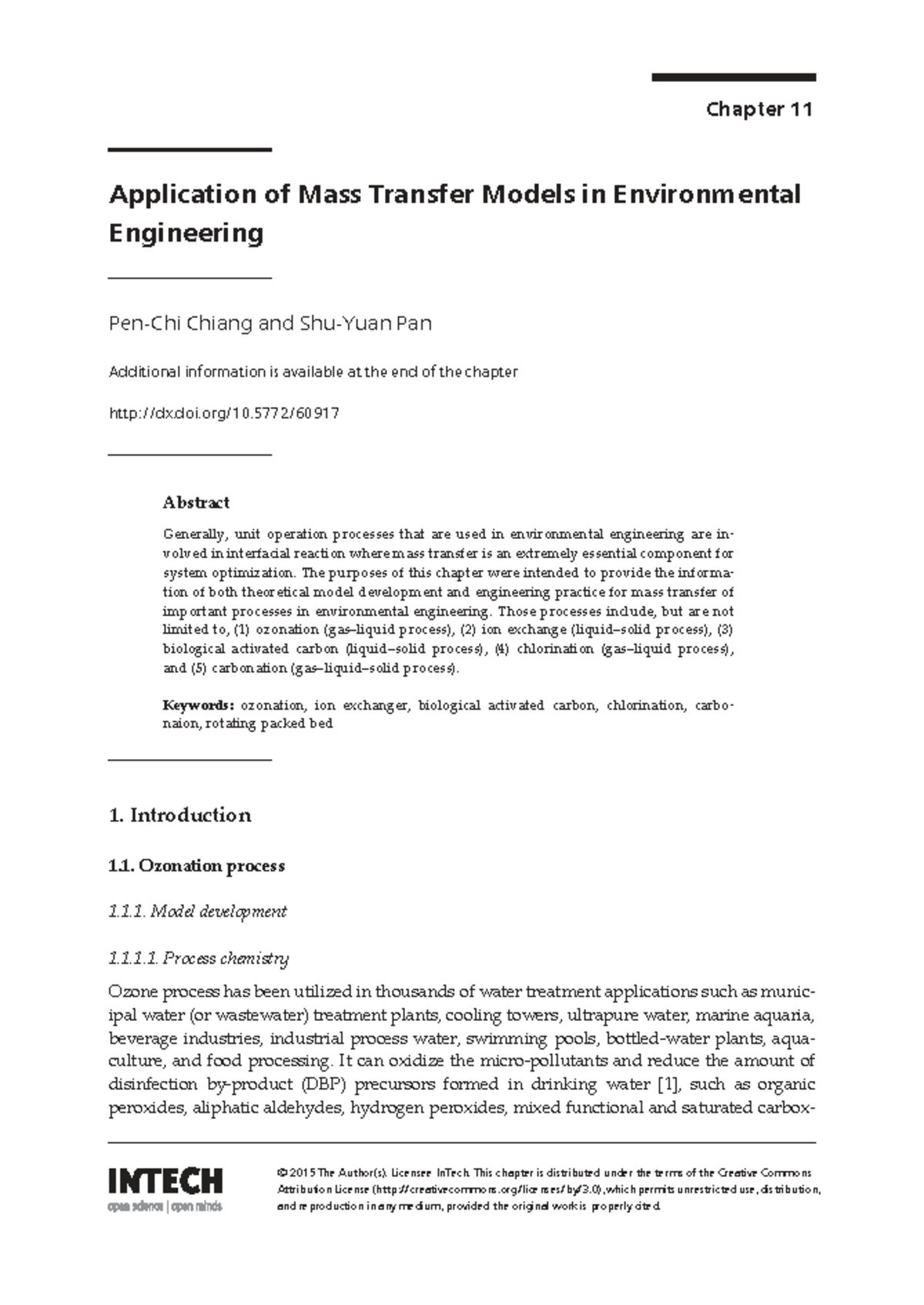 Chapter 11: Mass Transfer Models in Environmental Engineering ...