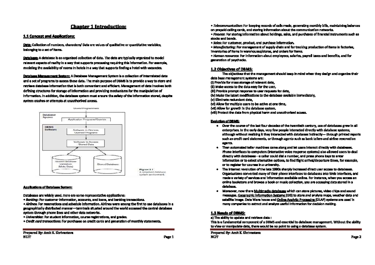 DBMS Full Course Notes for Comprehensive Understanding - Studocu