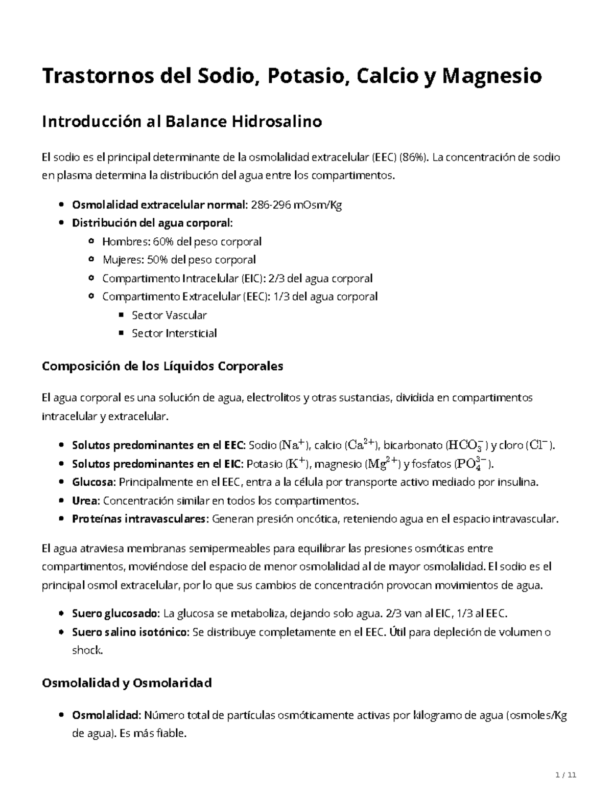 Trastornos del Sodio, Potasio, Calcio y Magnesio: Balance Hidrosalino ...