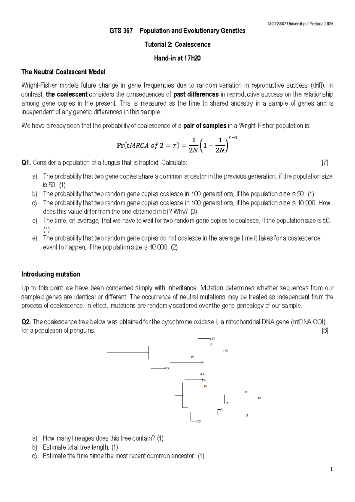 Tutorial 2 - tutuorial workings - © GTS367 University of Pretoria 2025 ...