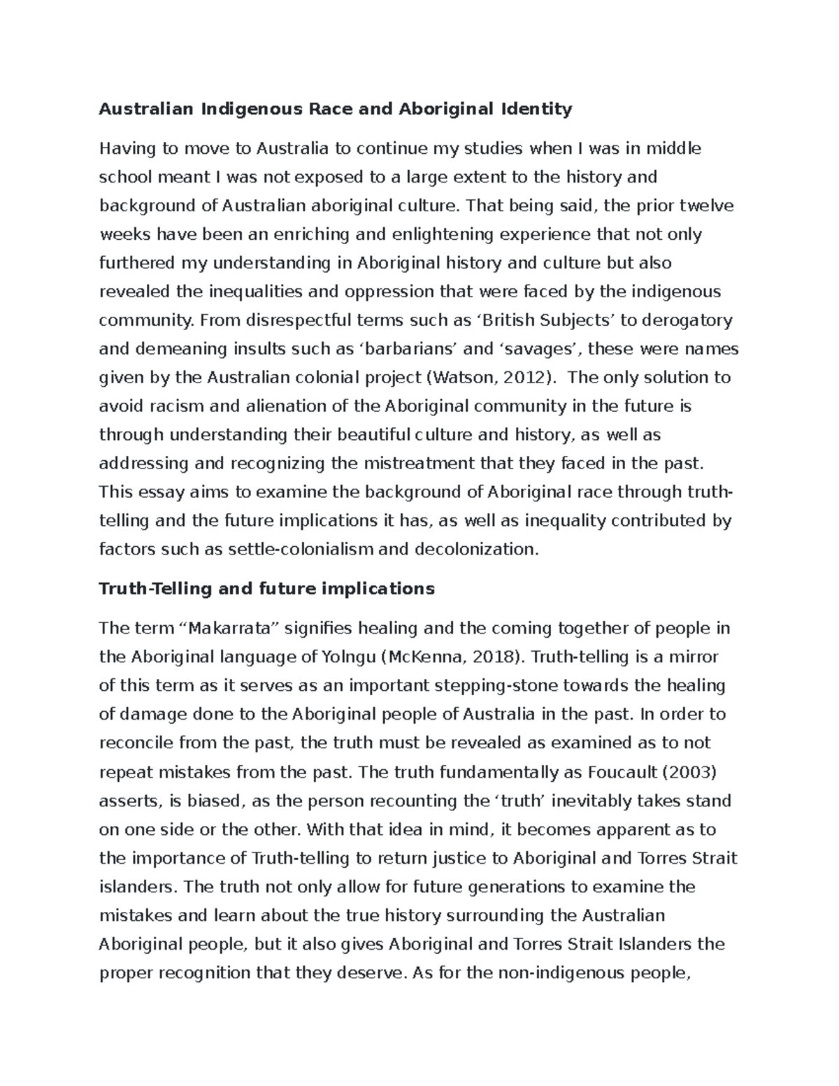 ABST1000 essay Australian Indigenous Race and Aboriginal Identity ...