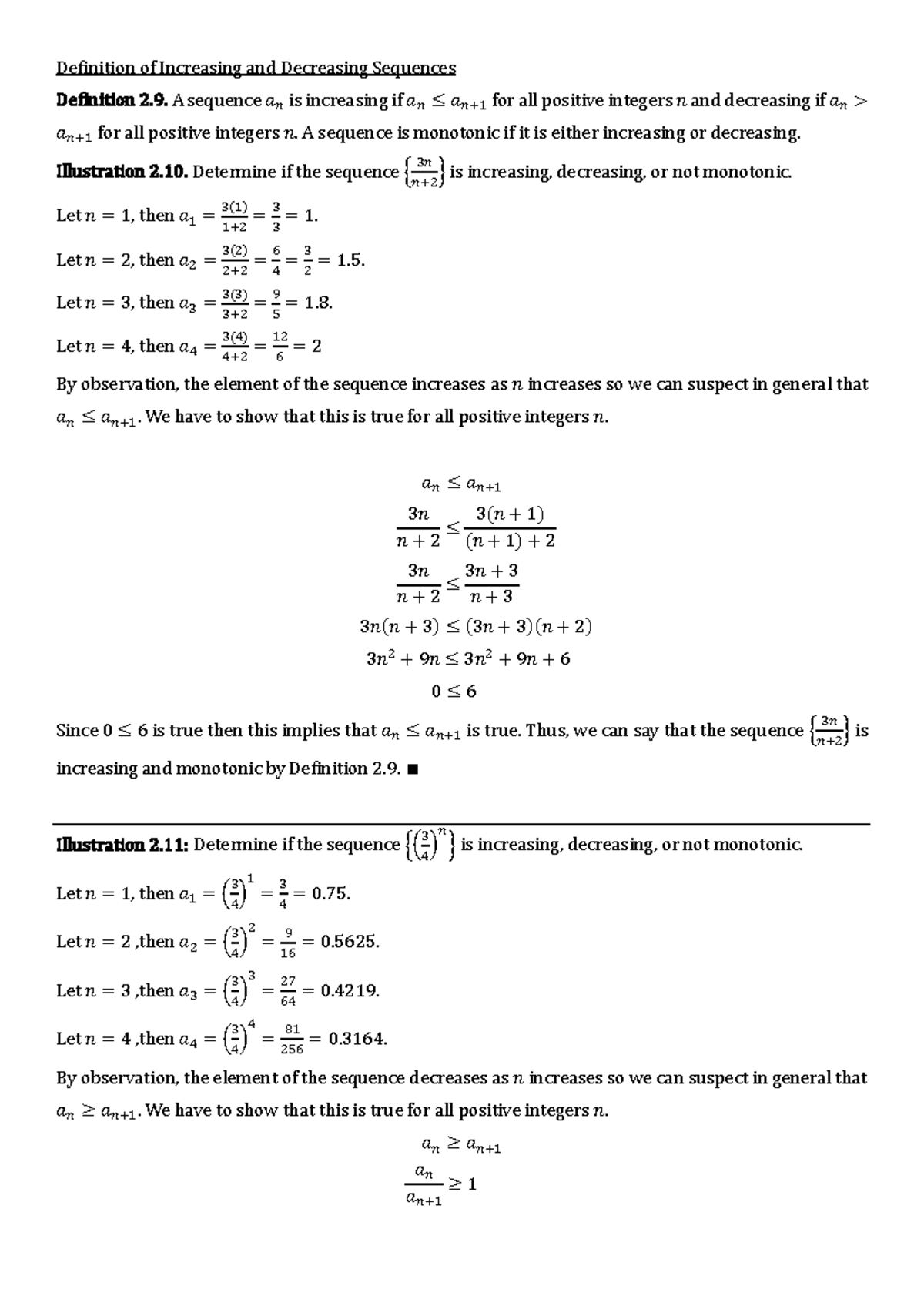Monotonic vs Non-Monotonic Sequences: Definitions & Examples - Studocu