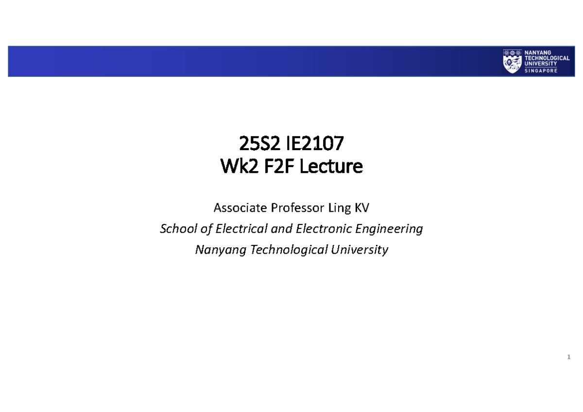 25S2 IE2107 Wk2 F2F Lecture on Matrix Concepts and Applications - Studocu