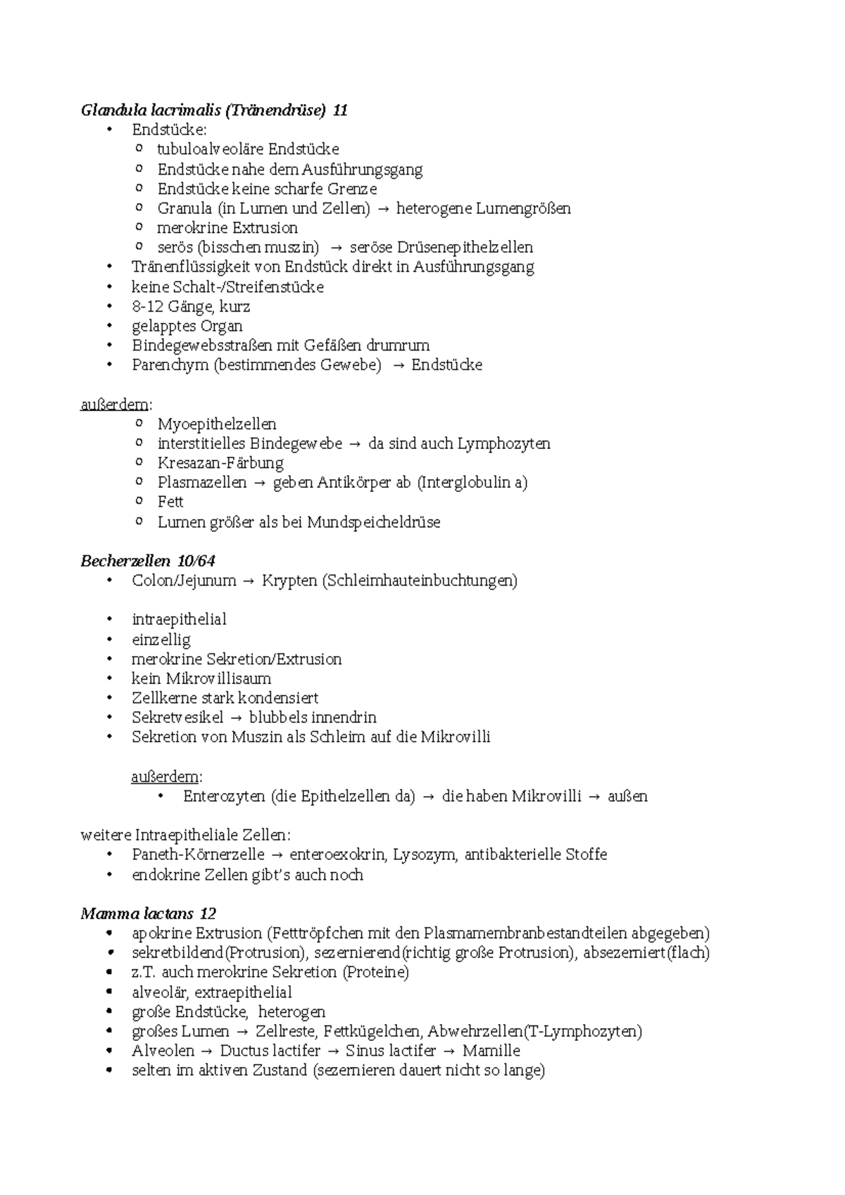 Allgemeine Histologie Zusammenfassung - Glandula lacrimalis ...