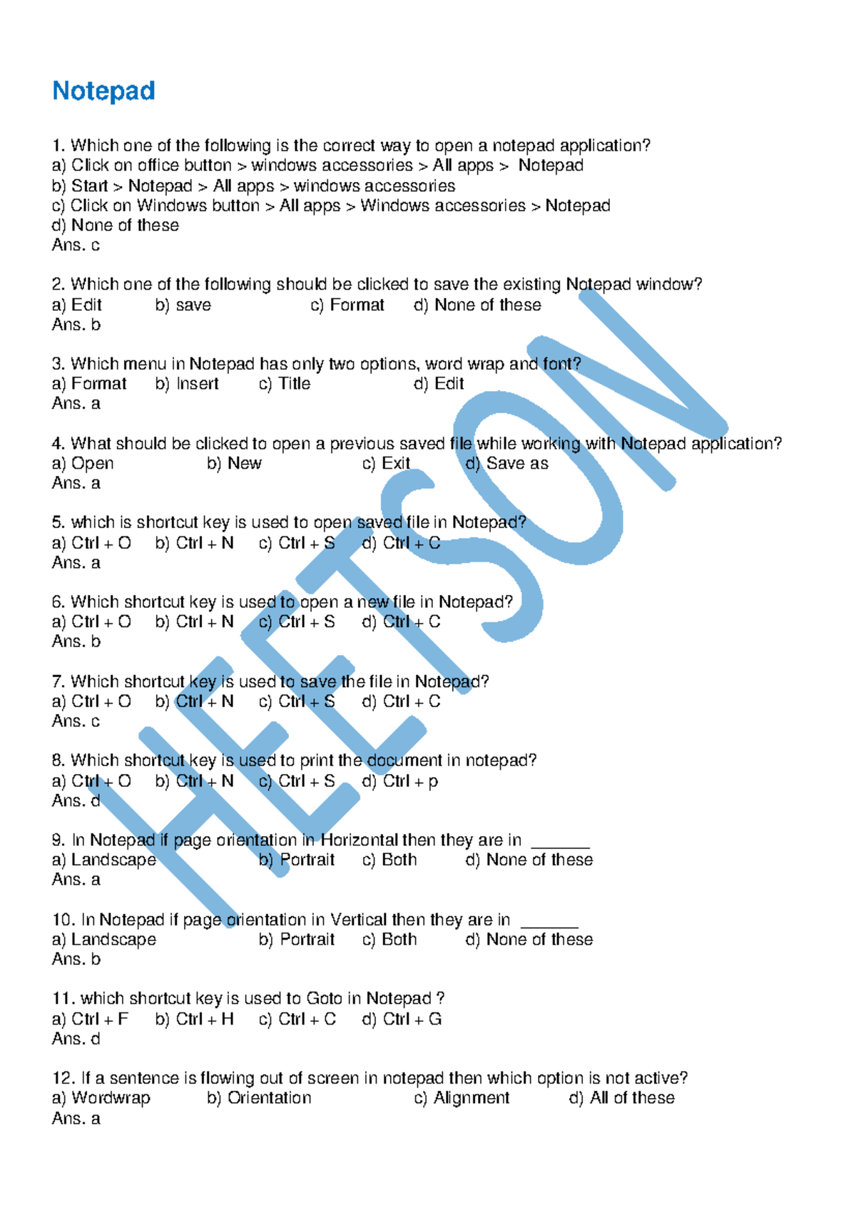 Notepad MCQs: Quick Guide for Exam Preparation - Studocu
