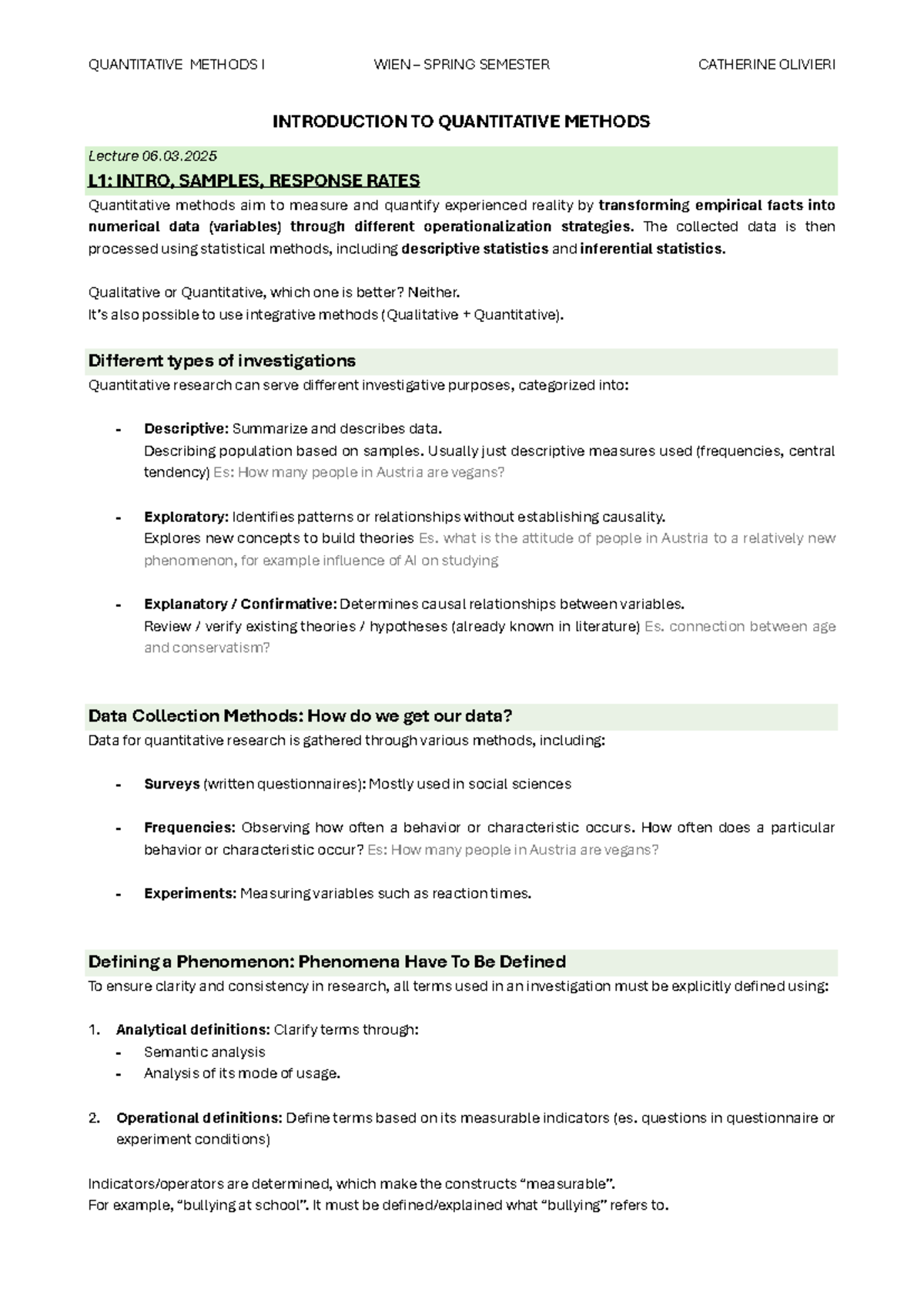 LEC - Quantitative Methods I: Lecture Notes on Data Collection ...