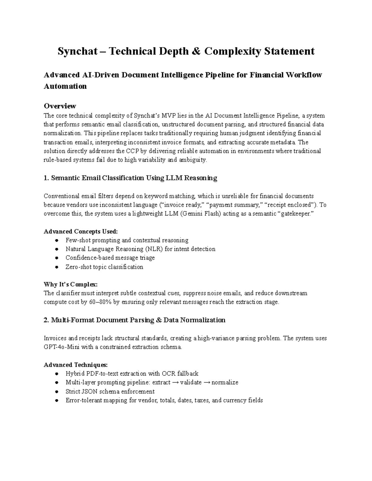 Technical Depth & Complexity Statement: AI Document Intelligence ...