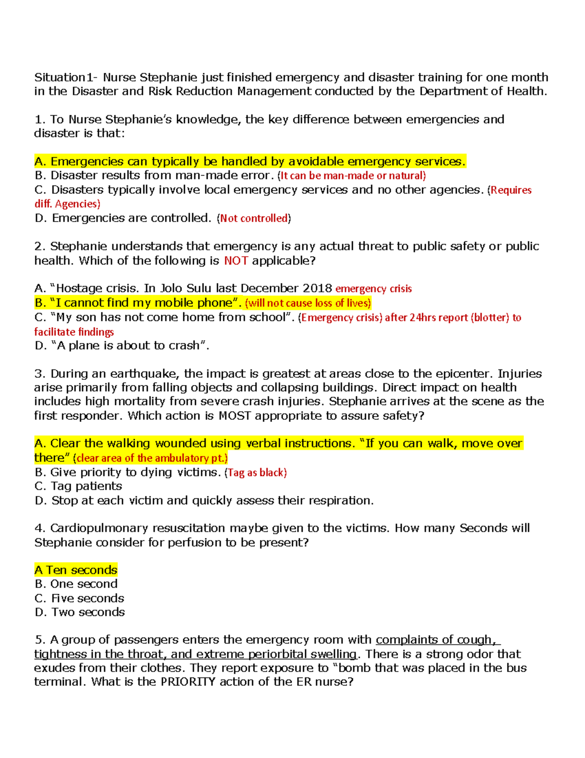 609080056 Nursing Practice III: Emergency and Disaster Management Notes ...