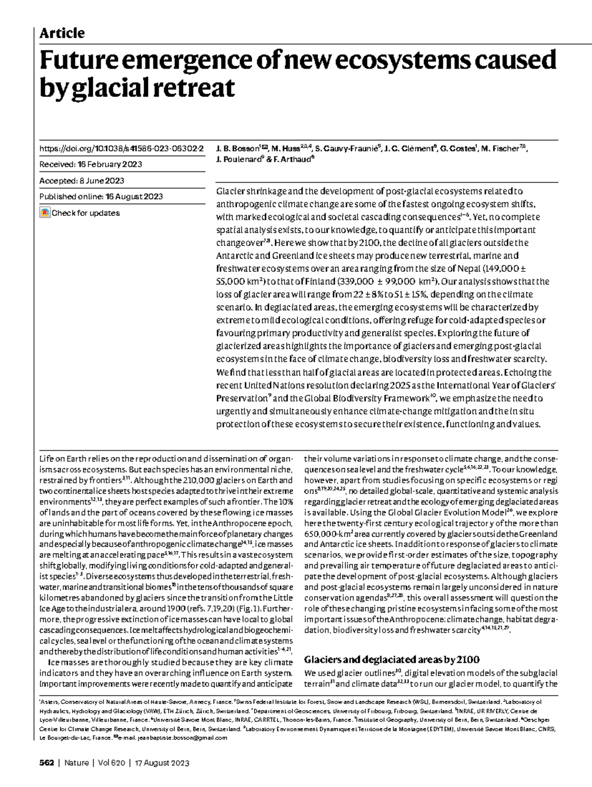 Bosson et al. 2023 - Future Ecosystems from Glacier Retreat Analysis ...