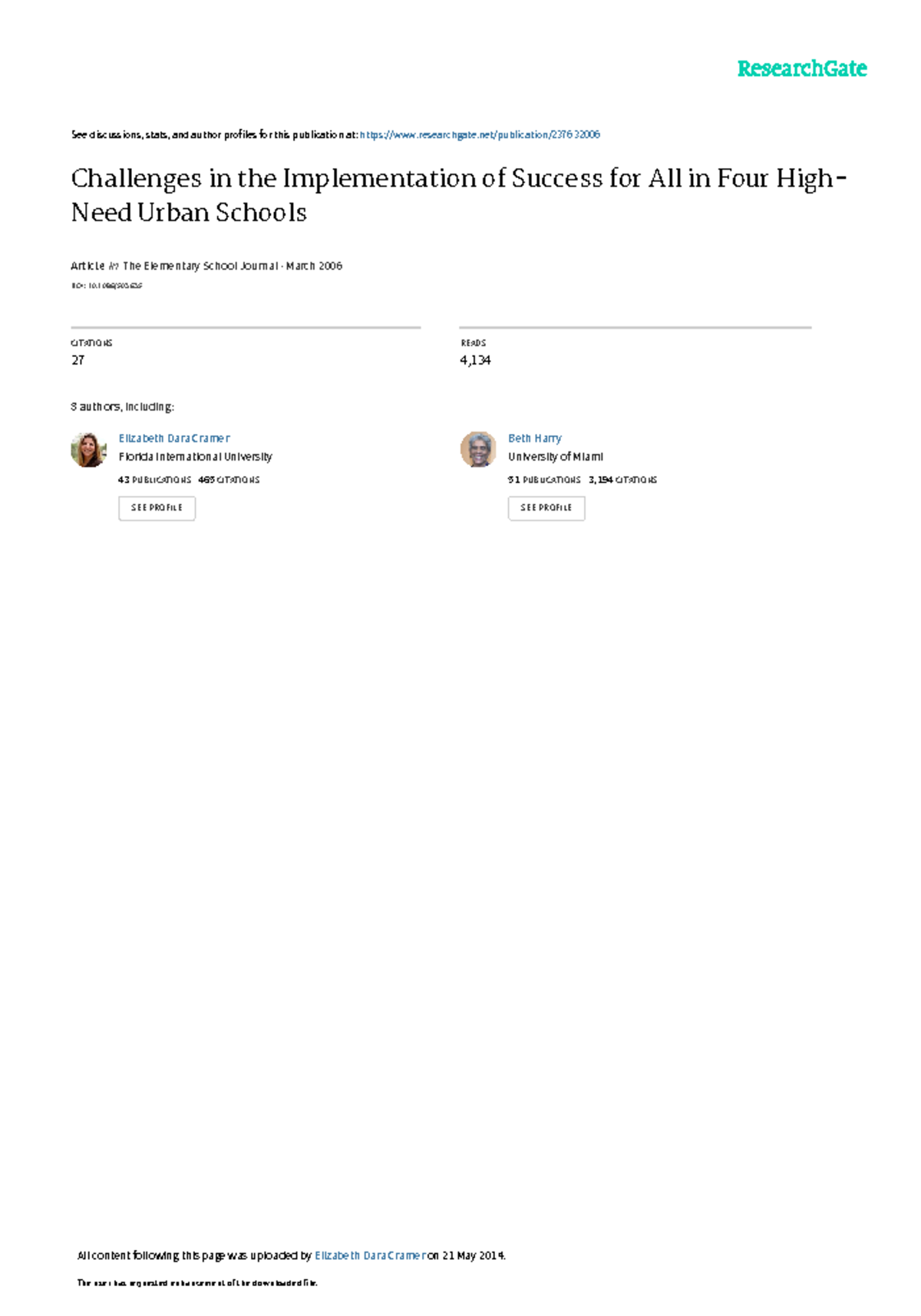 Challenges in Implementing Success for All in Four Urban Schools - Studocu