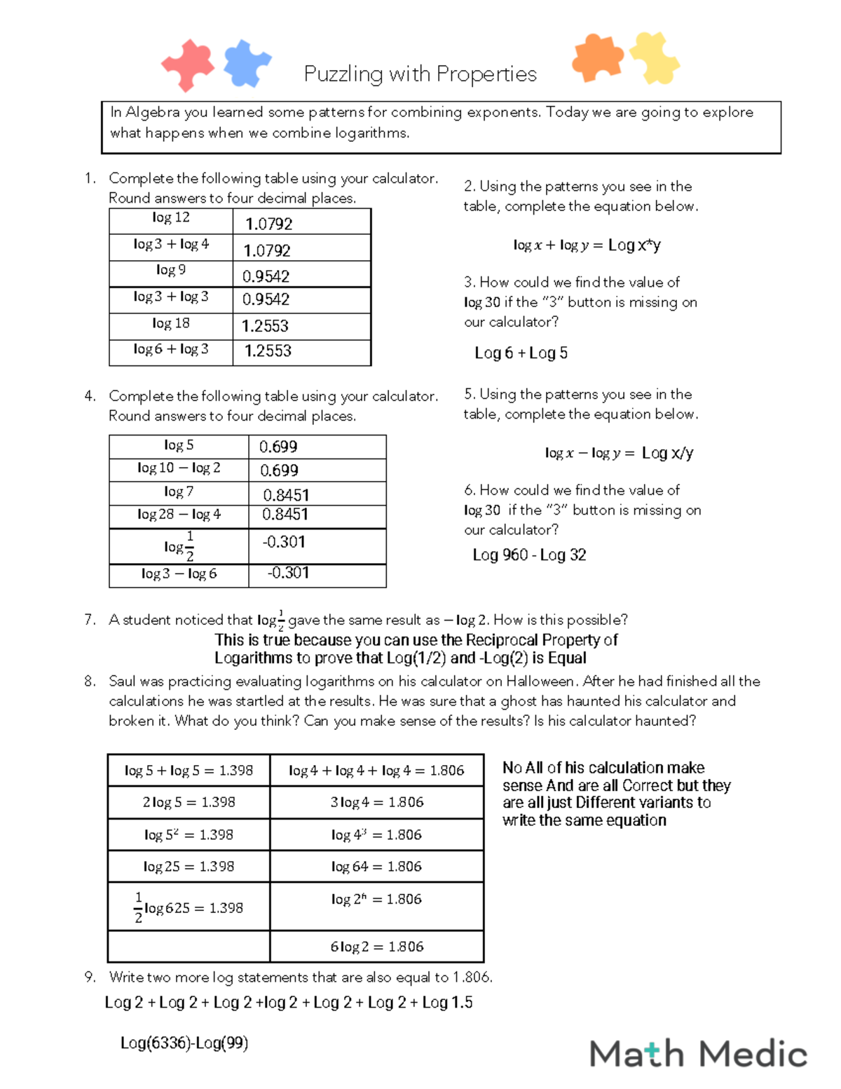 Lesson 5 6 AP Precalculus Math Medic abbab 44798 - Puzzling with ...