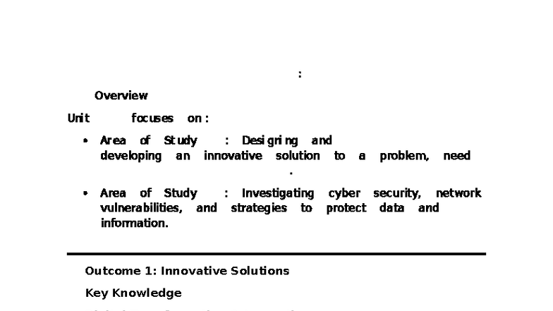 Unit 2 Revision: Innovative Solutions & Cyber Security Overview - Studocu