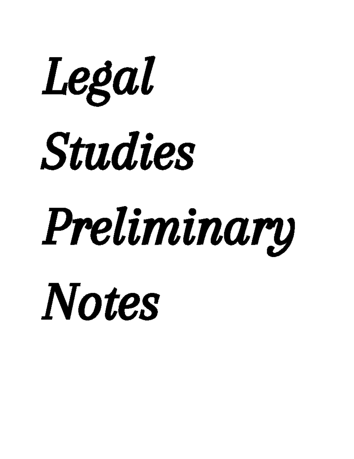 Legal Prelims - Legal Studies Preliminary Notes Basic Legal Concepts ...