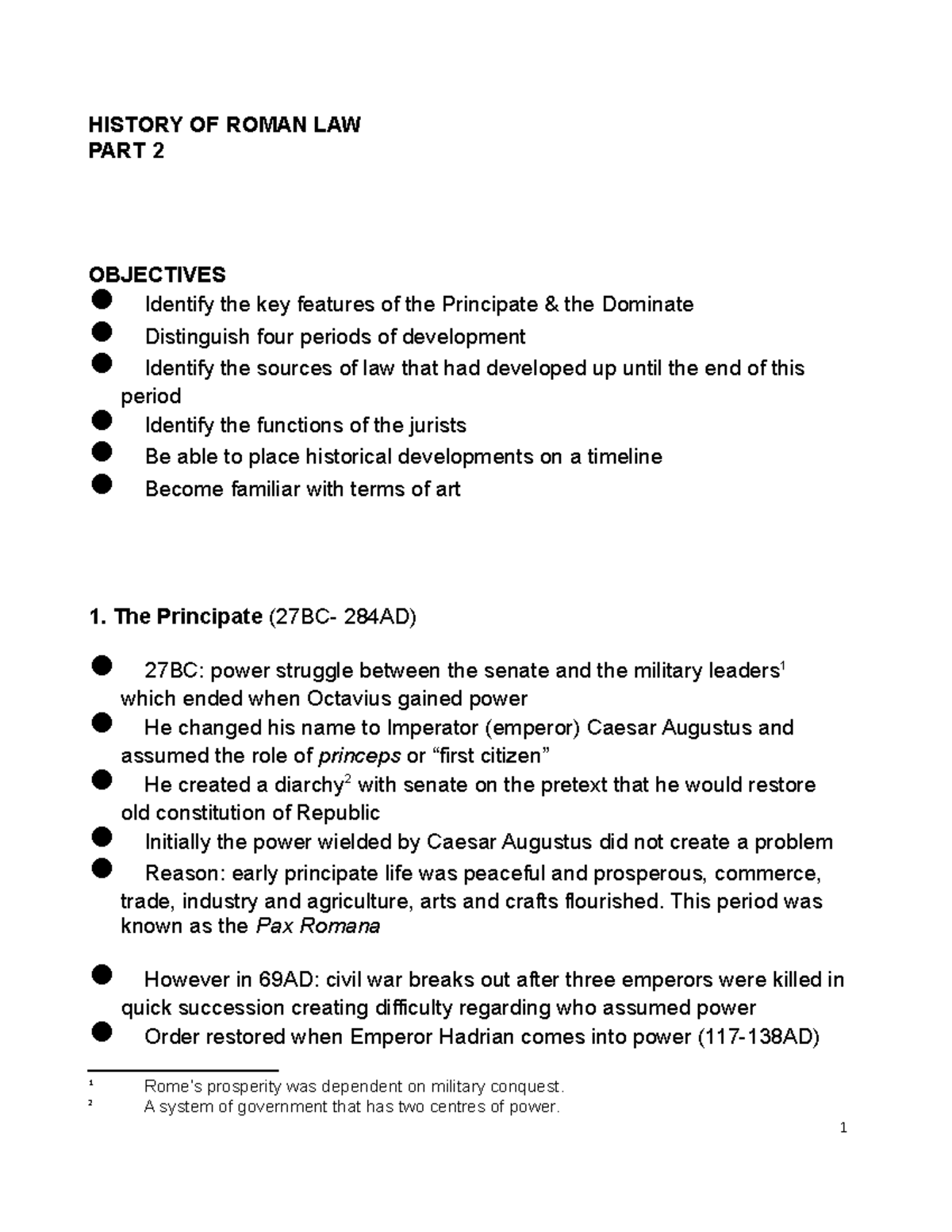Legal systems 2 - LEC - HISTORY OF ROMAN LAW PART 2 OBJECTIVES Identify ...