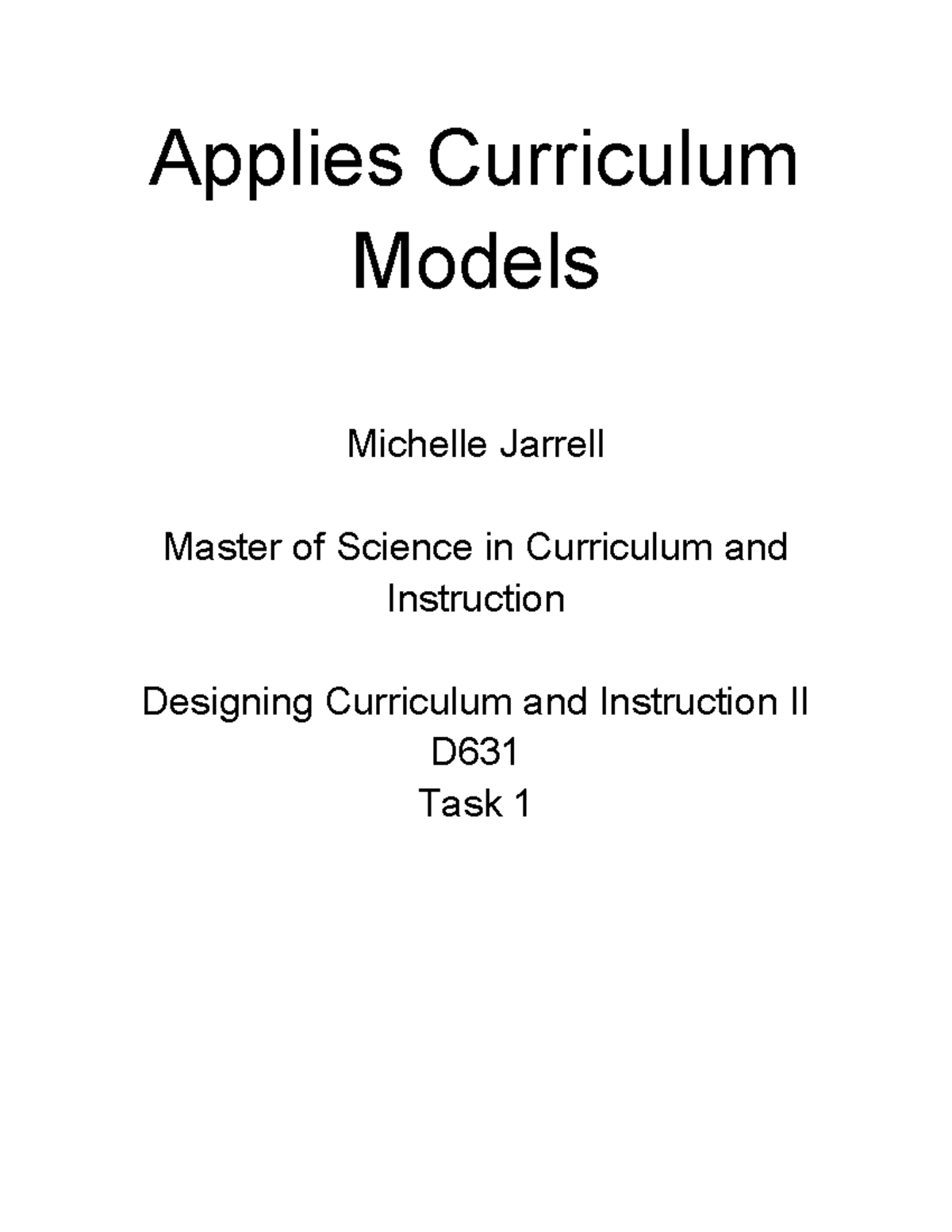 Applies Curriculum Models: UDL in 1st Grade Math (D631 Task 1) - Studocu