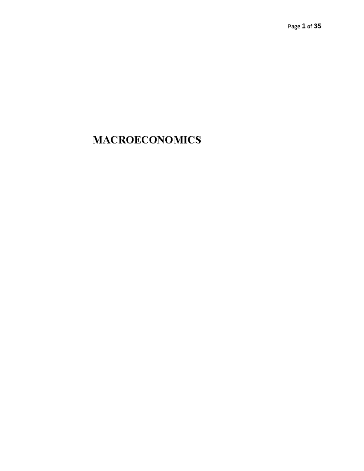 Macroeconomics Lecture Notes: Key Concepts and Measurement Techniques ...