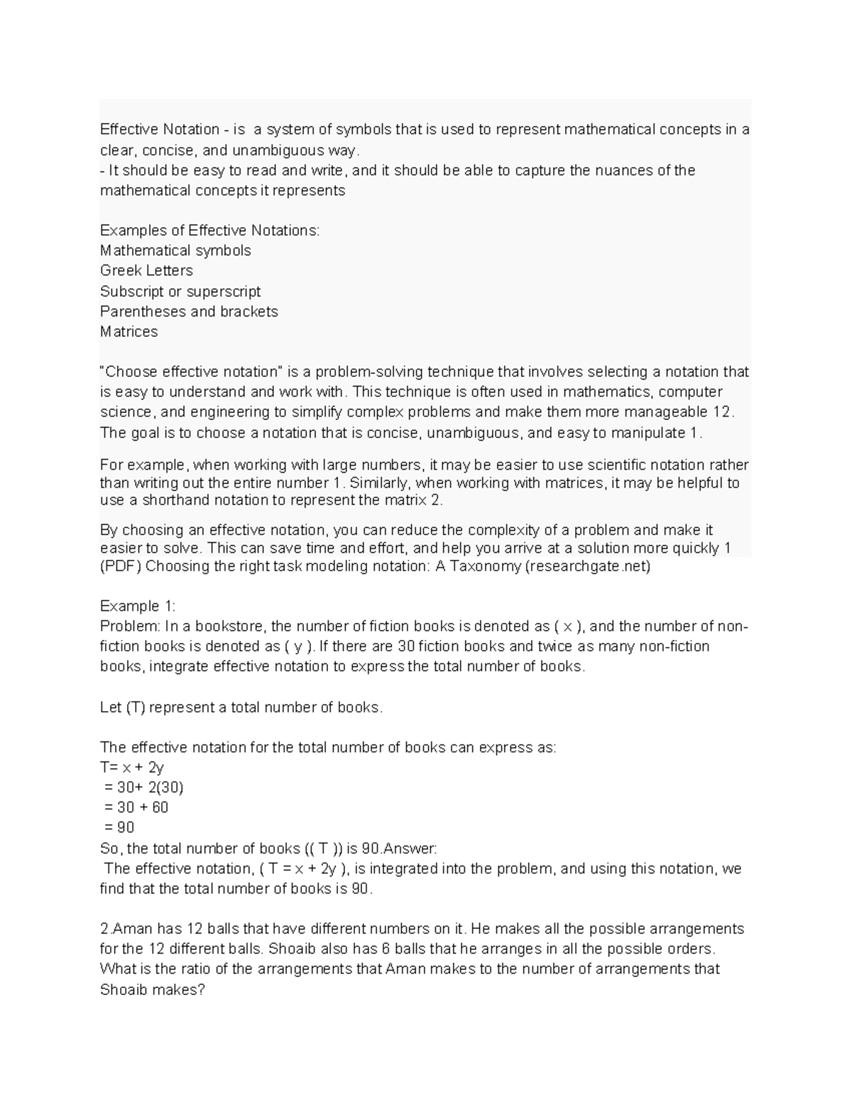 Effective Notation Techniques for Math & CS Problem Solving - Studocu