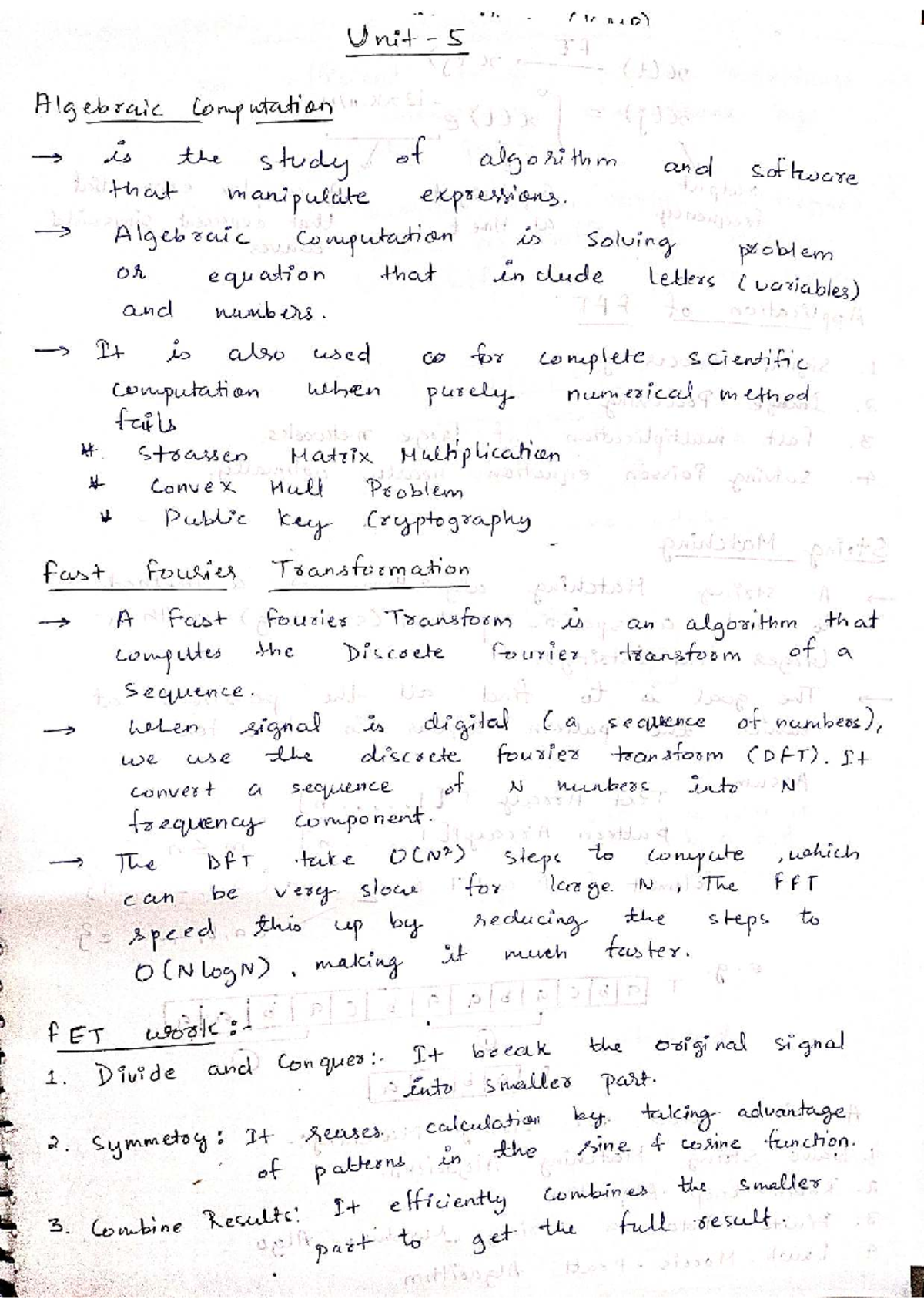DAA Notes Unit 5: Algebraic Computation and Algorithms - Studocu