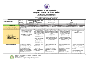 DEMO Grade 8 1ST Quarter - I. Content Standard: The learner ...