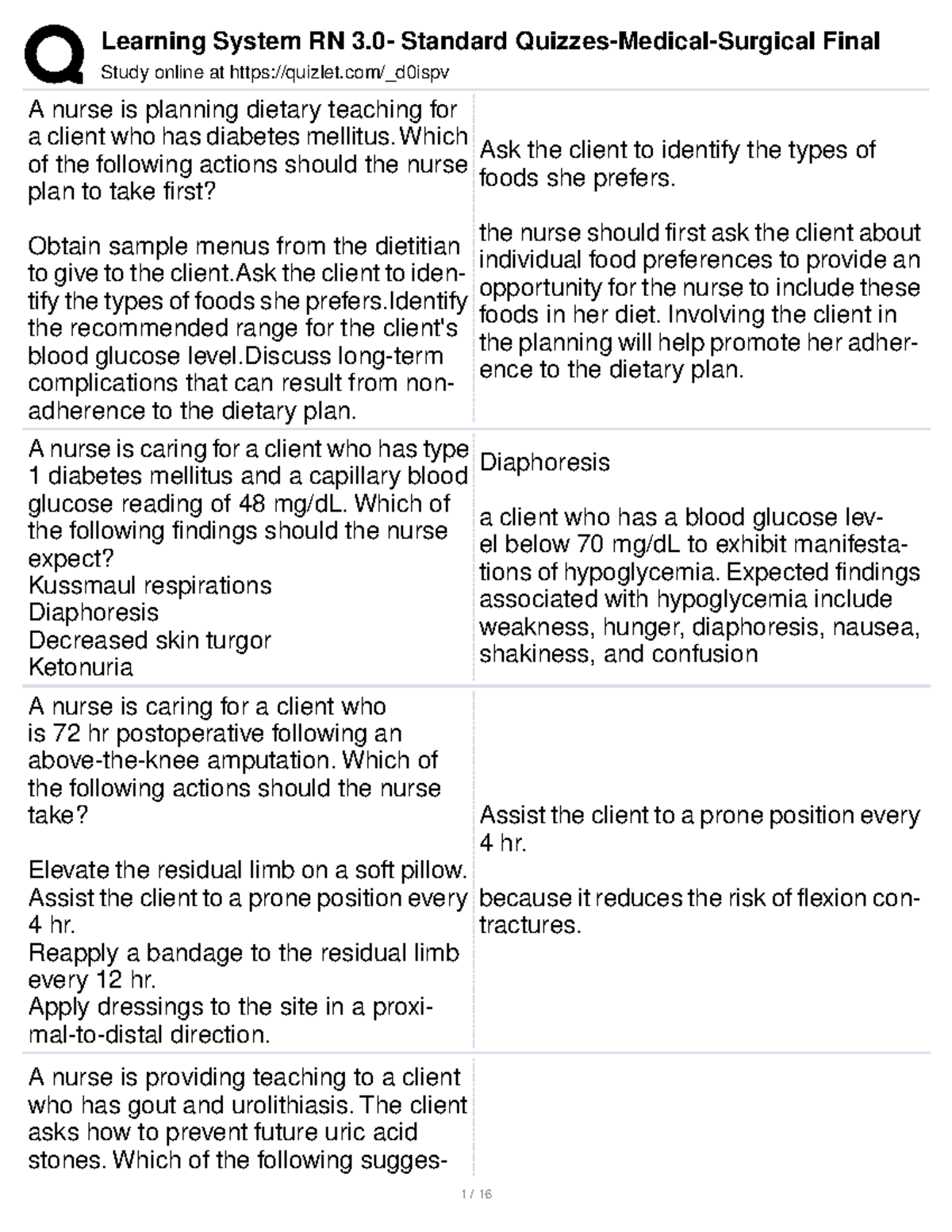 Med-Surg Final Exam ATI Practice Questions and Answers - Studocu