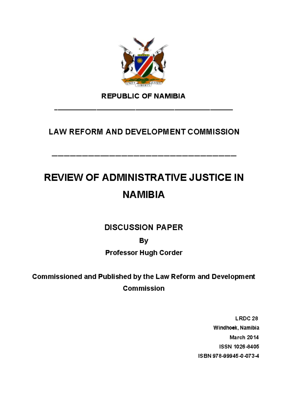 LRDC 28: Review of Administrative Justice in Namibia Discussion Paper ...