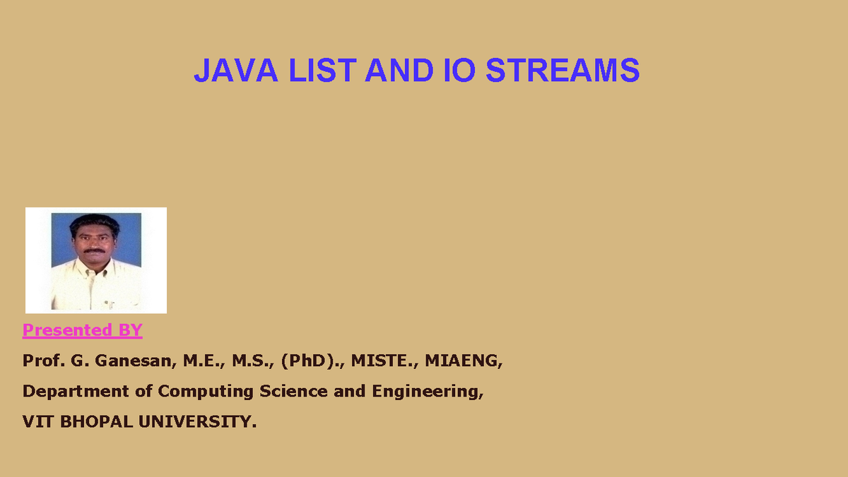 Mod4.2 - Class lecture notes given by G. Ganeshan Professor from VIT ...