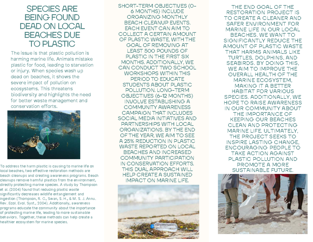 ES 101: Addressing Plastic Pollution Impact on Marine Life - Studocu