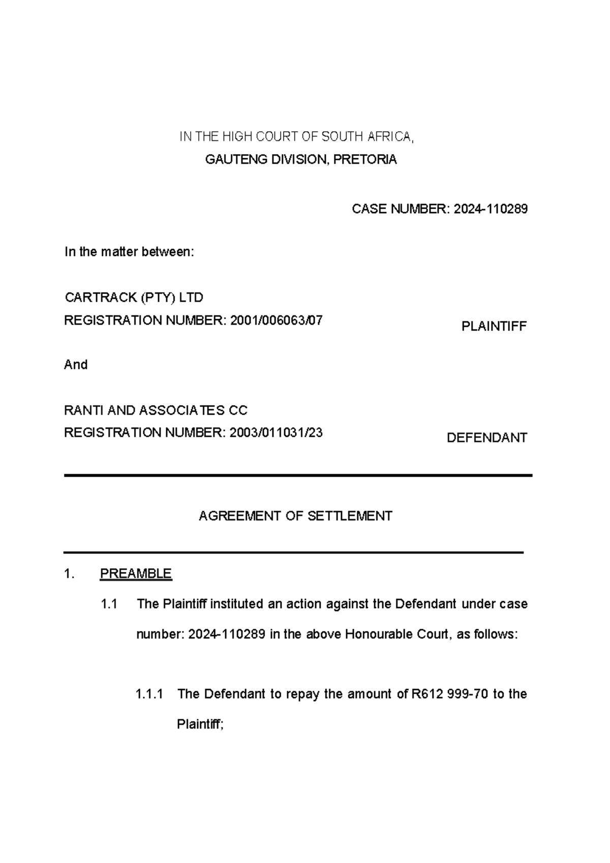 Hearing Date Application Form ANN 4: Gauteng High Court Pta & Jhb - Studocu