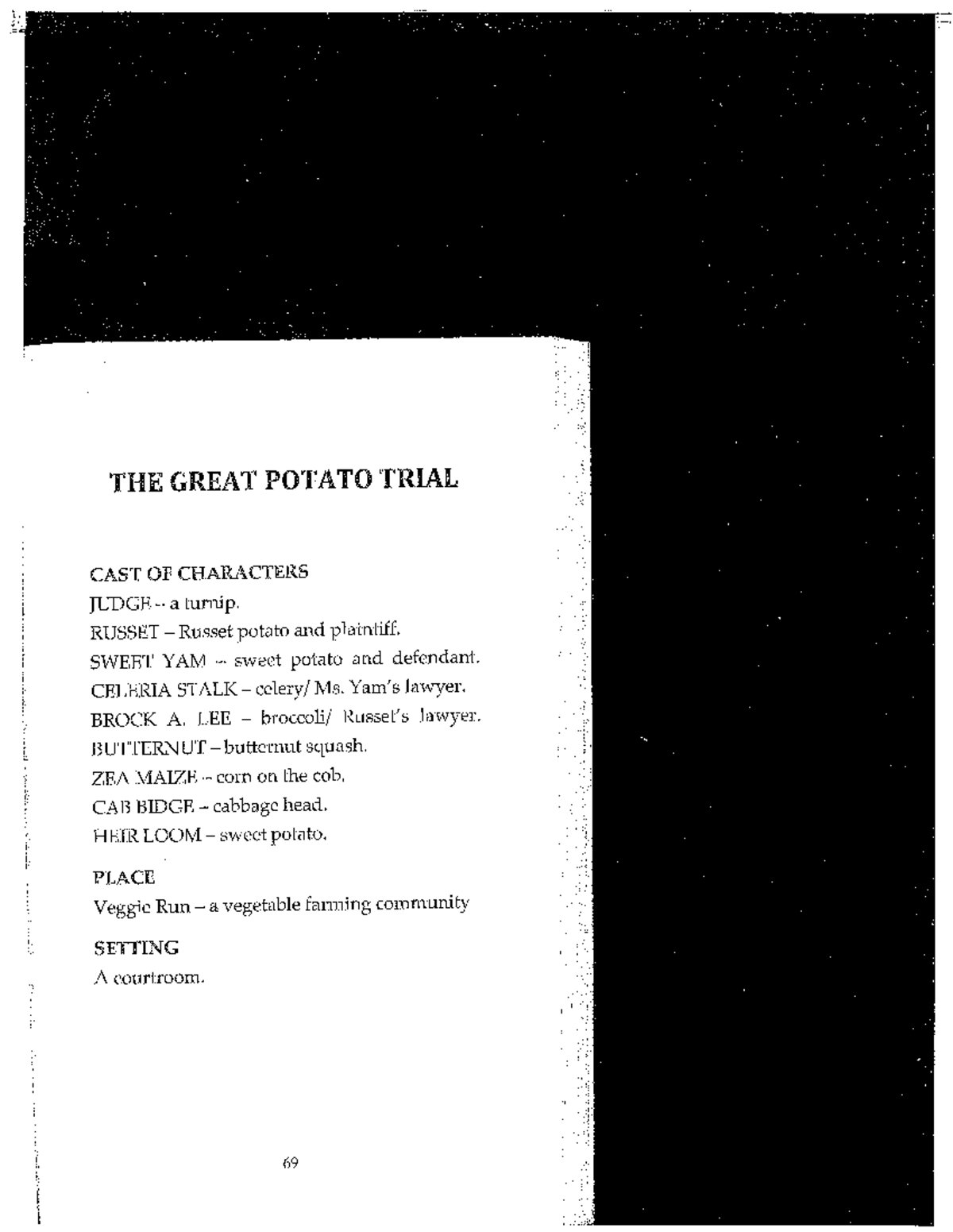 The Great Potato Trial: A One Act Play Script & Characters Guide - Studocu