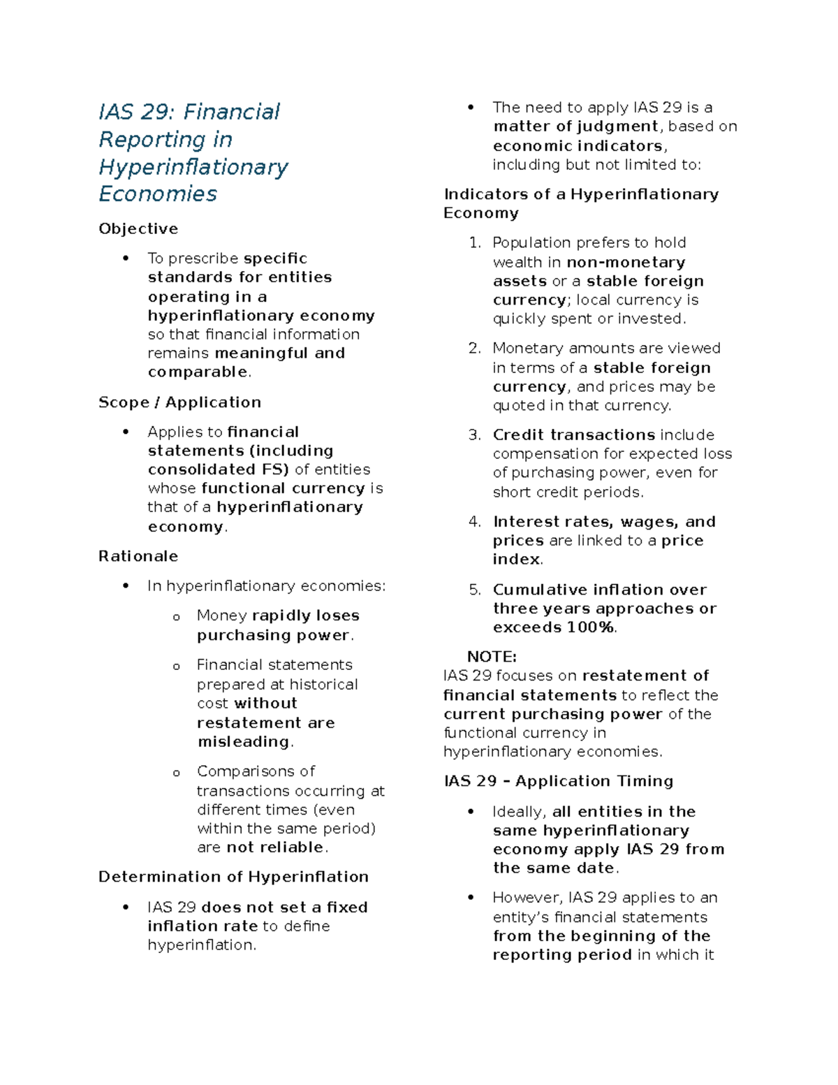 IAS 29: Financial Reporting Standards in Hyperinflationary Economies ...