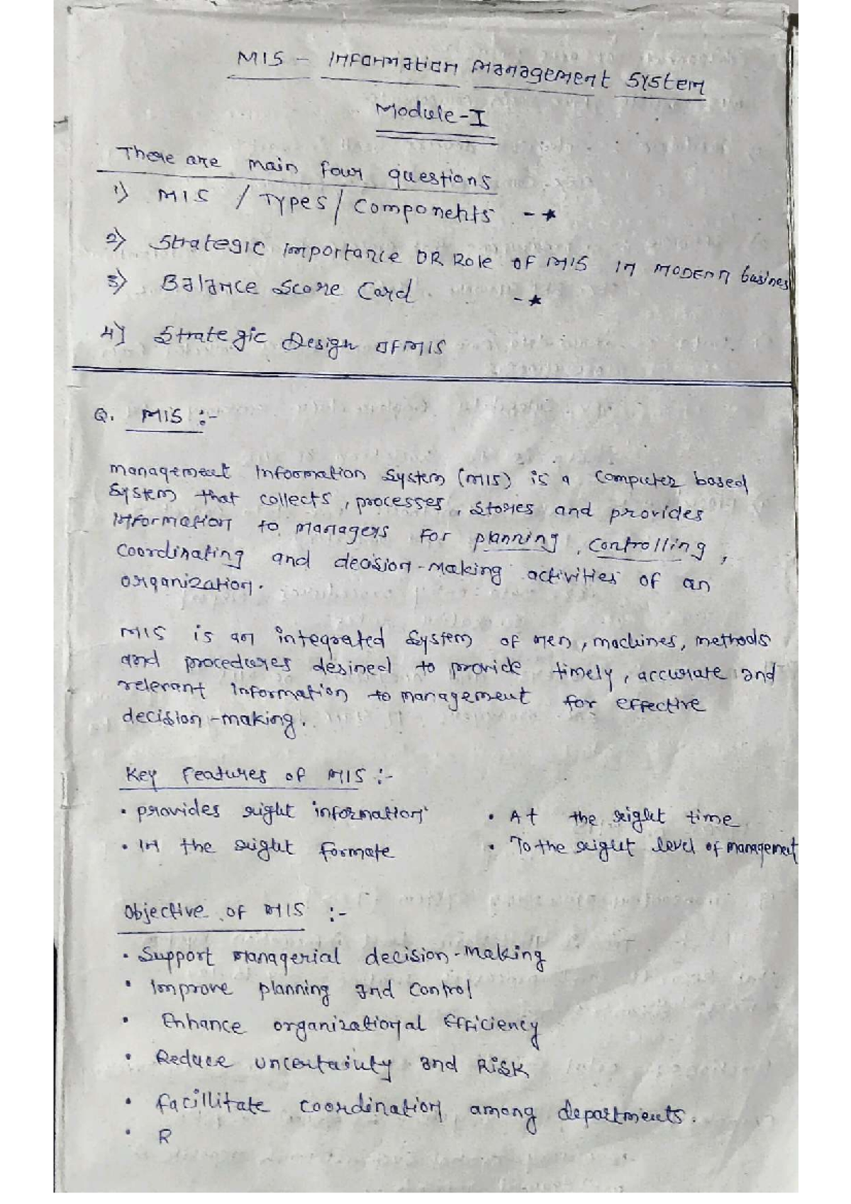 MIS Module 1 - Key Concepts and Strategic Design for Effective ...
