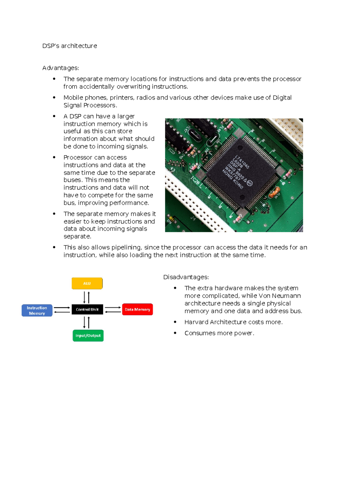 Harvard Architecture - sdd - DSP’s architecture Advantages: The ...
