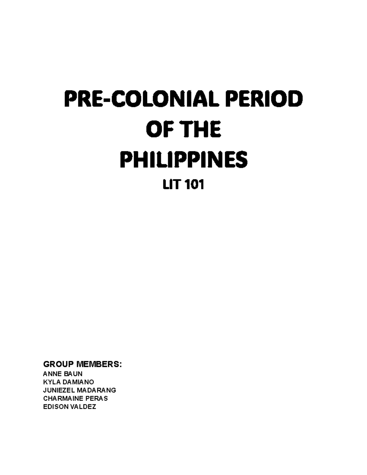 Pre-Colonial Culture and Society in the Philippines - LIT 101 Notes ...