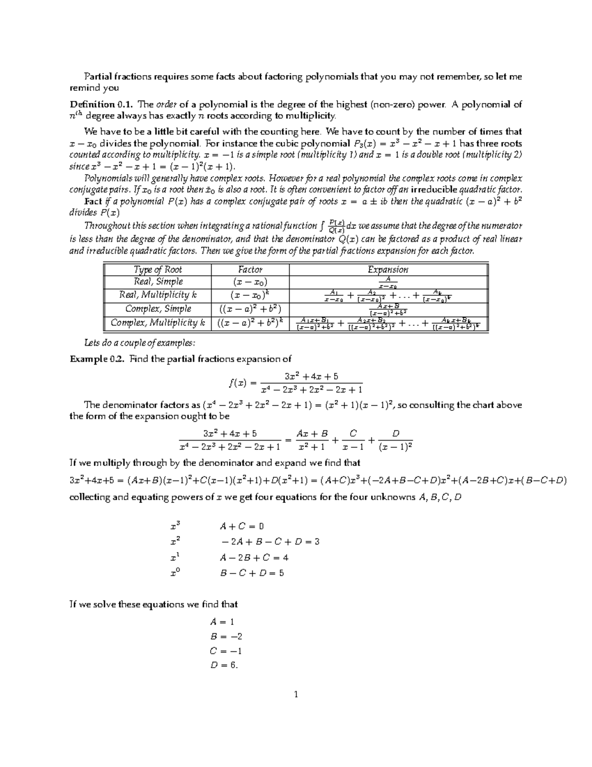 Lecture 19b: Understanding Partial Fractions and Polynomial Factoring ...
