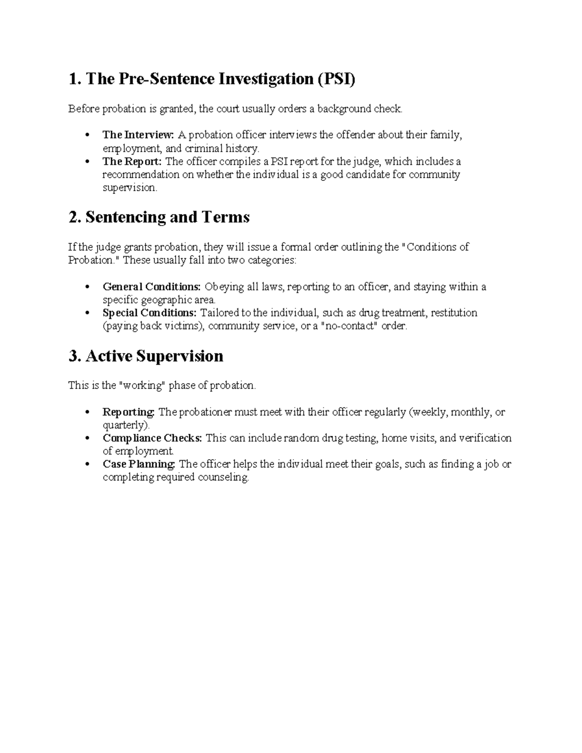 Probation Process Overview (PSI) - Key Steps and Supervision - Studocu