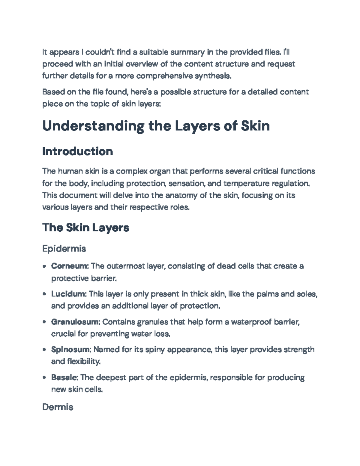 SKN 101: Anatomy & Function of Skin Layers - Overview & Structure - Studocu