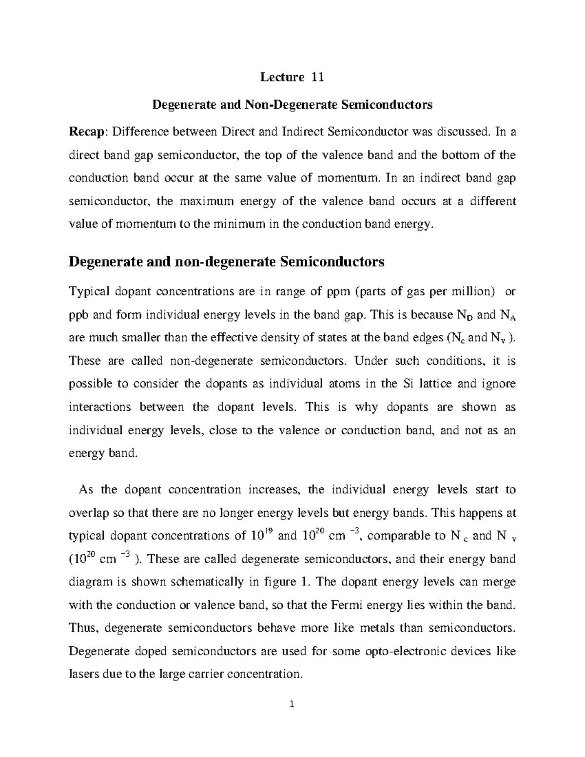 Semiconductor Lecture 11: Degenerate vs Non-Degenerate Types - Studocu