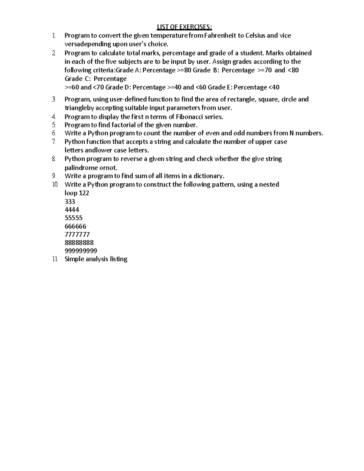 Python - Lab Exercises: Temperature Conversion, Grades, and Patterns ...