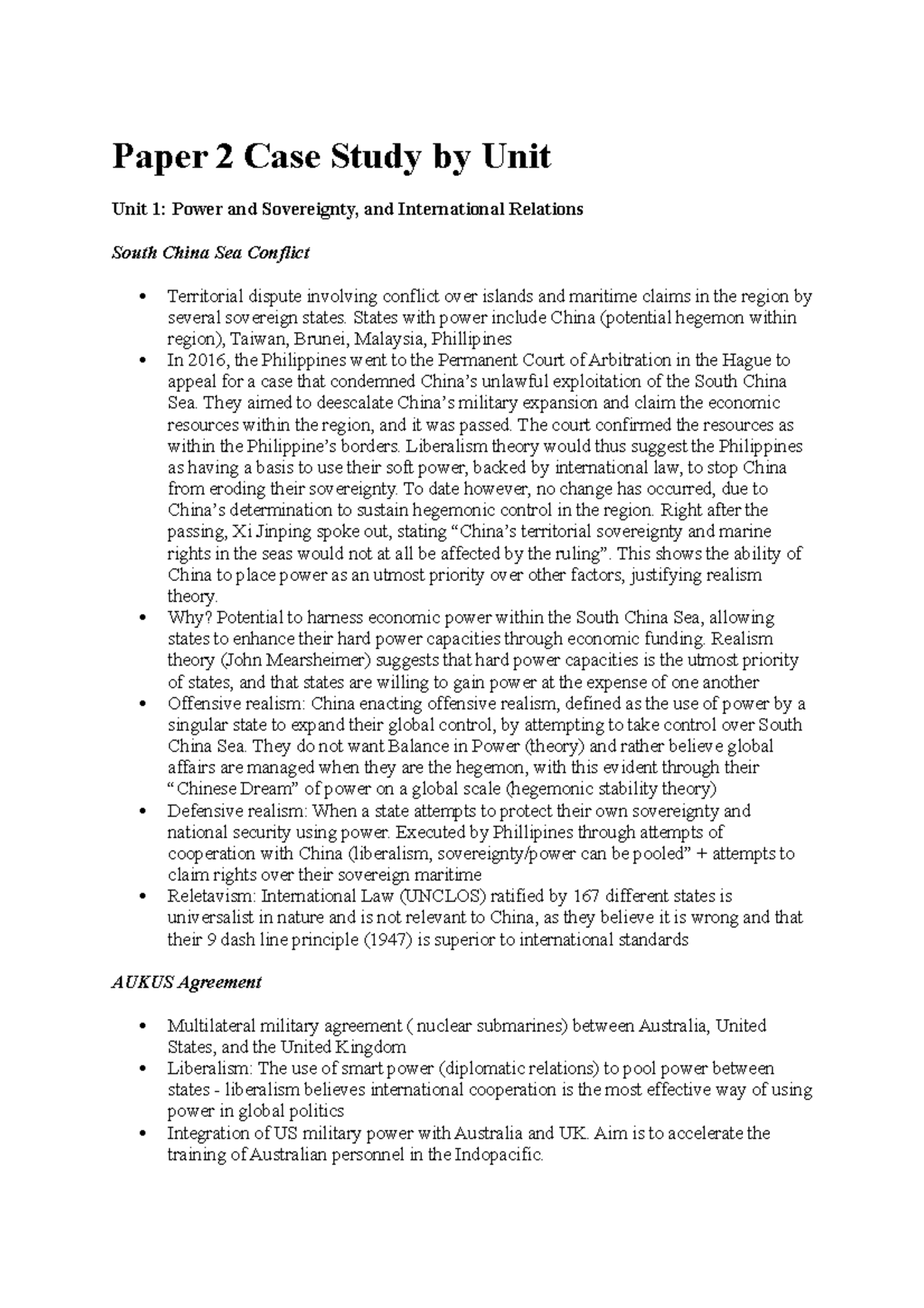 Global Politics Paper 2 Case Study Compilement - Paper 2 Case Study by ...