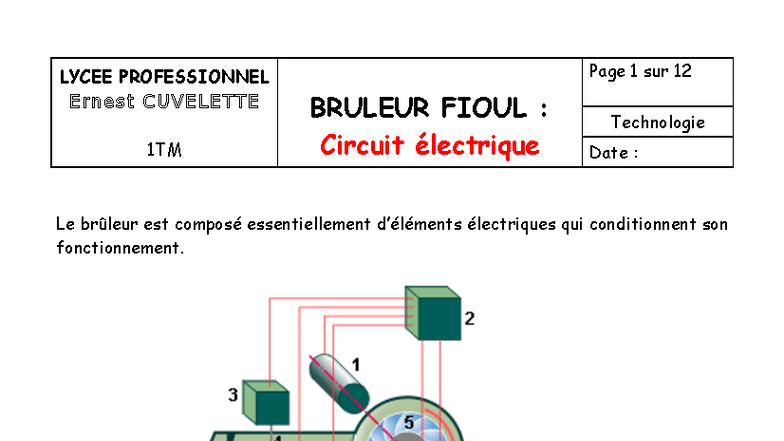 1TM BRULEUR FIOUL : Circuit Électrique et Fonctionnement - Studocu