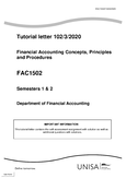 FAC1502 - Unisa - Financial Accounting Principles - Studocu