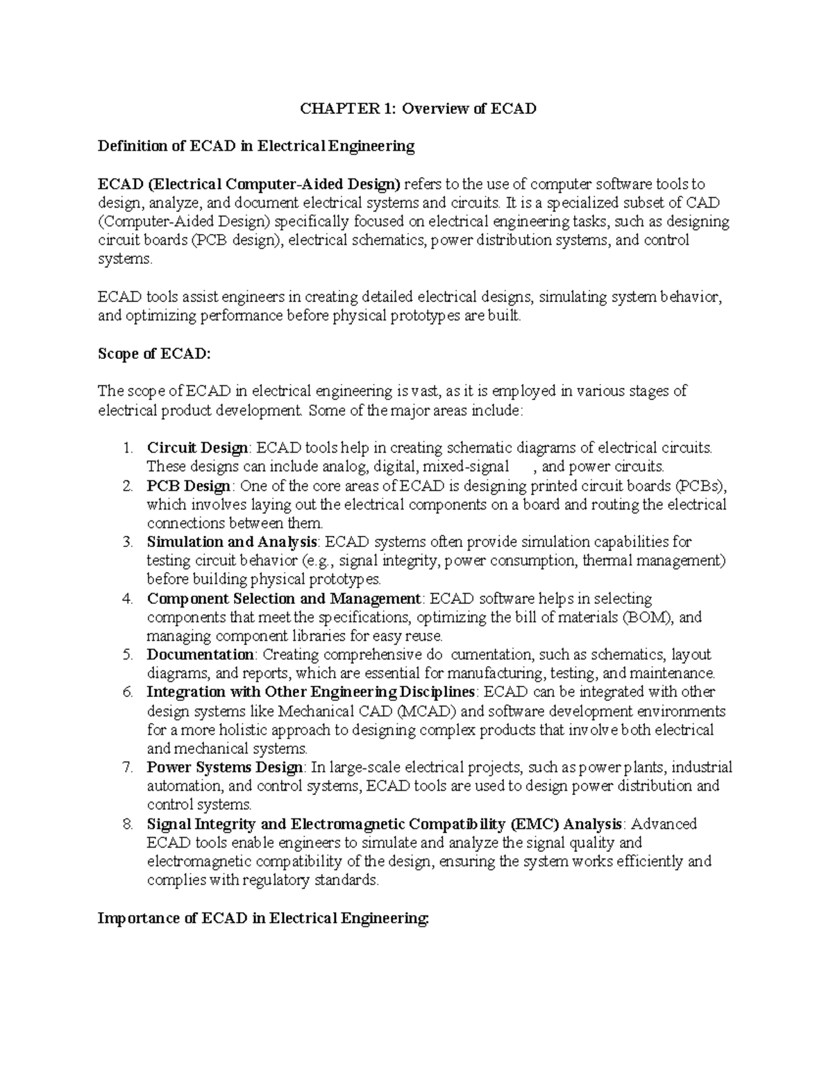 Module 1 - Midterm Coverage: Overview and Importance of ECAD - Studocu